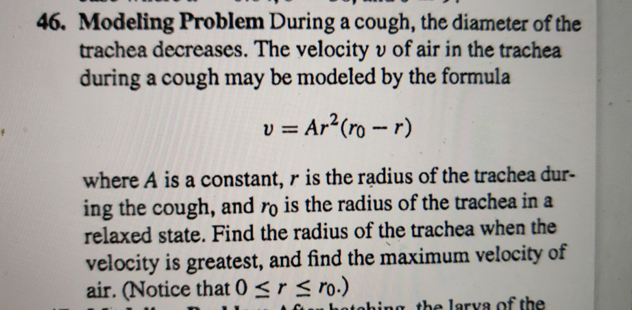 Solved 46. Modeling Problem During a cough, the diameter of | Chegg.com