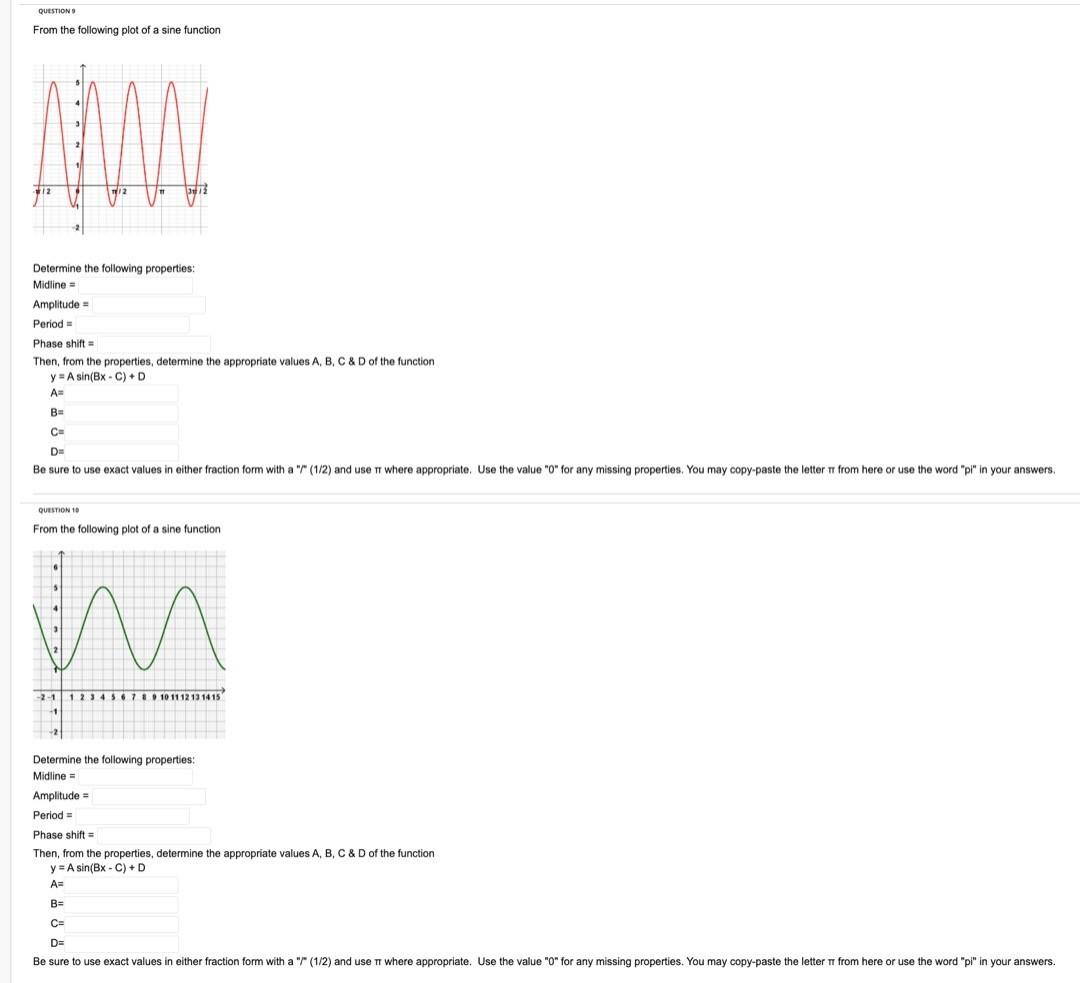 Solved QUESTION From the following plot of a sine function | Chegg.com