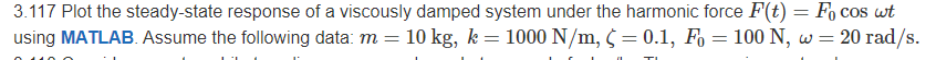 Solved 3.117 Plot the steady-state response of a viscously | Chegg.com
