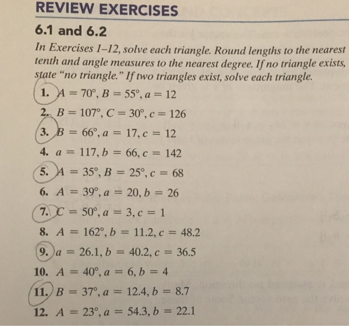 Solved Solve the 12 triangles. Round lengths to the nearest | Chegg.com