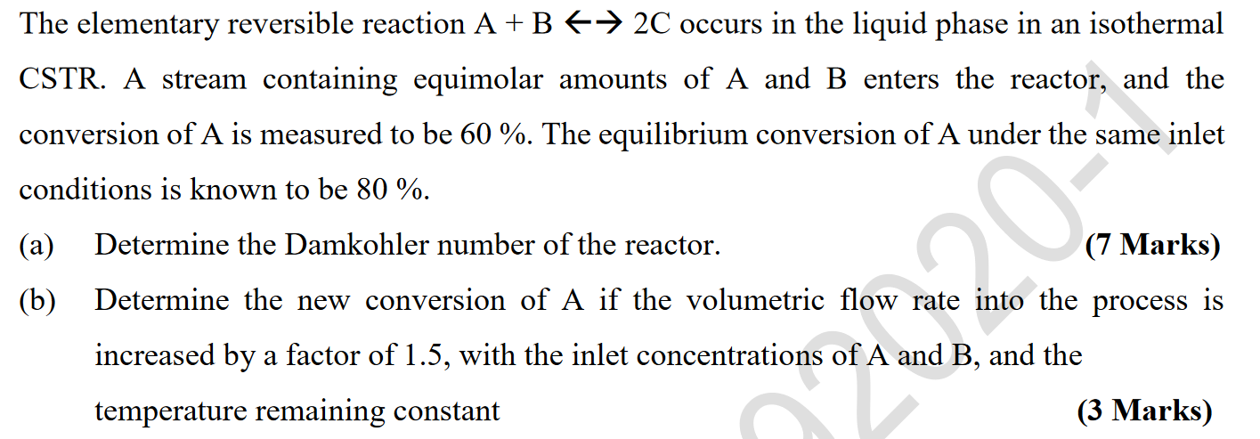 Solved The elementary reversible reaction A + B +→ 2C occurs | Chegg.com