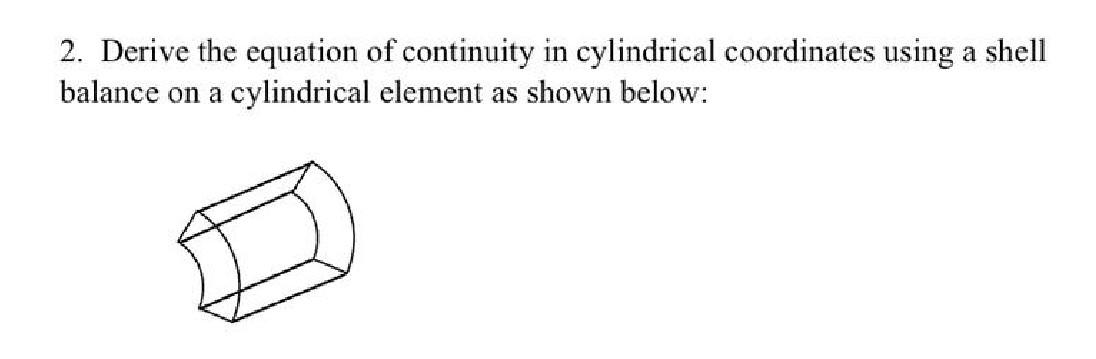 Solved 2. Derive the equation of continuity in cylindrical | Chegg.com