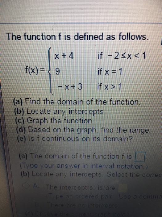 Solved The function f is defined as follows. X 4 if 2 sx 1 | Chegg.com