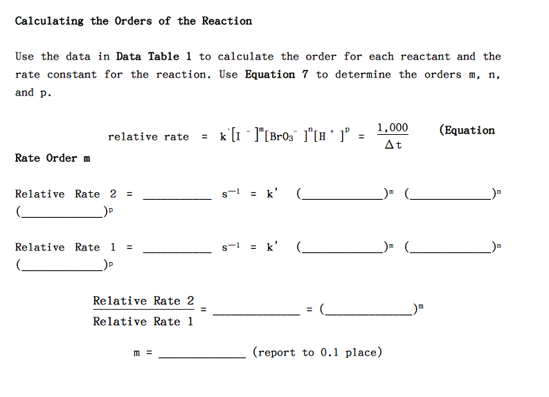 Solved Data Table 1. Enter reactant concentrations from the | Chegg.com