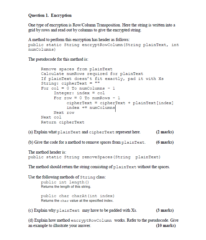 Solved Question 1. Encryption One type of encryption is | Chegg.com