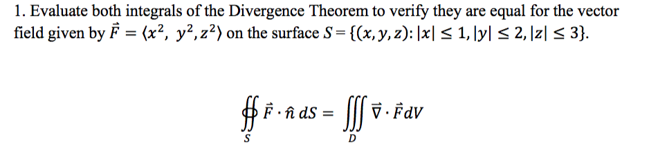 Solved 1. Evaluate both integrals of the Divergence Theorem | Chegg.com
