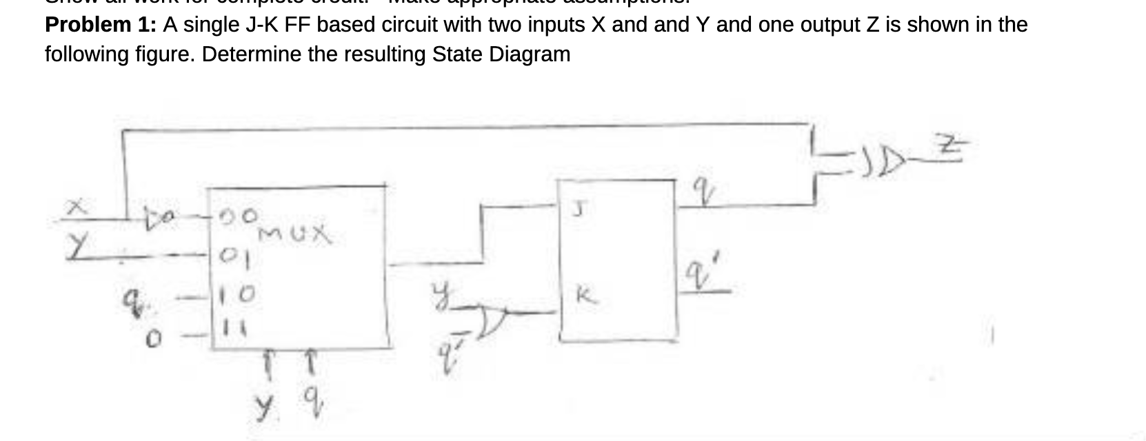 Solved Problem 1: A single J-K FF based circuit with two | Chegg.com