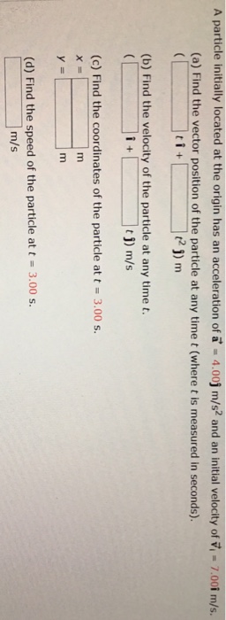 Solved A particle initially located at the origin has an | Chegg.com