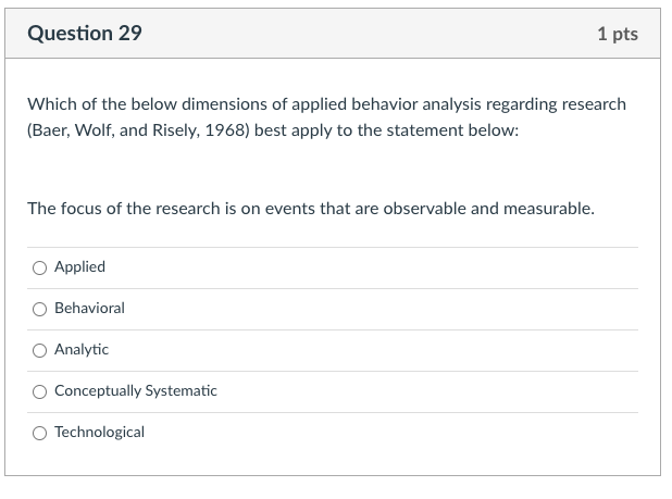 Solved Which of the below dimensions of applied behavior | Chegg.com