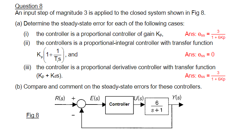 Solved Question 8An input step of magnitude 3 ﻿is applied to | Chegg.com