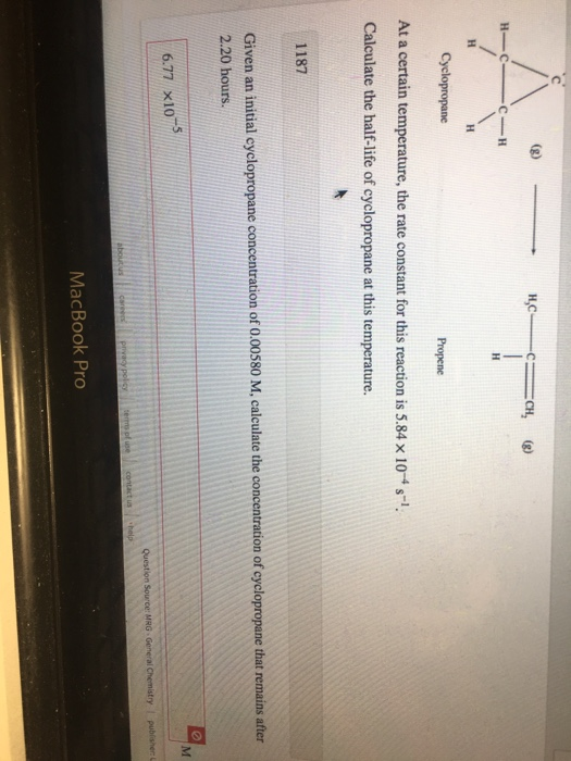 Solved Cyclopropane Propene At a certain temperature, the | Chegg.com