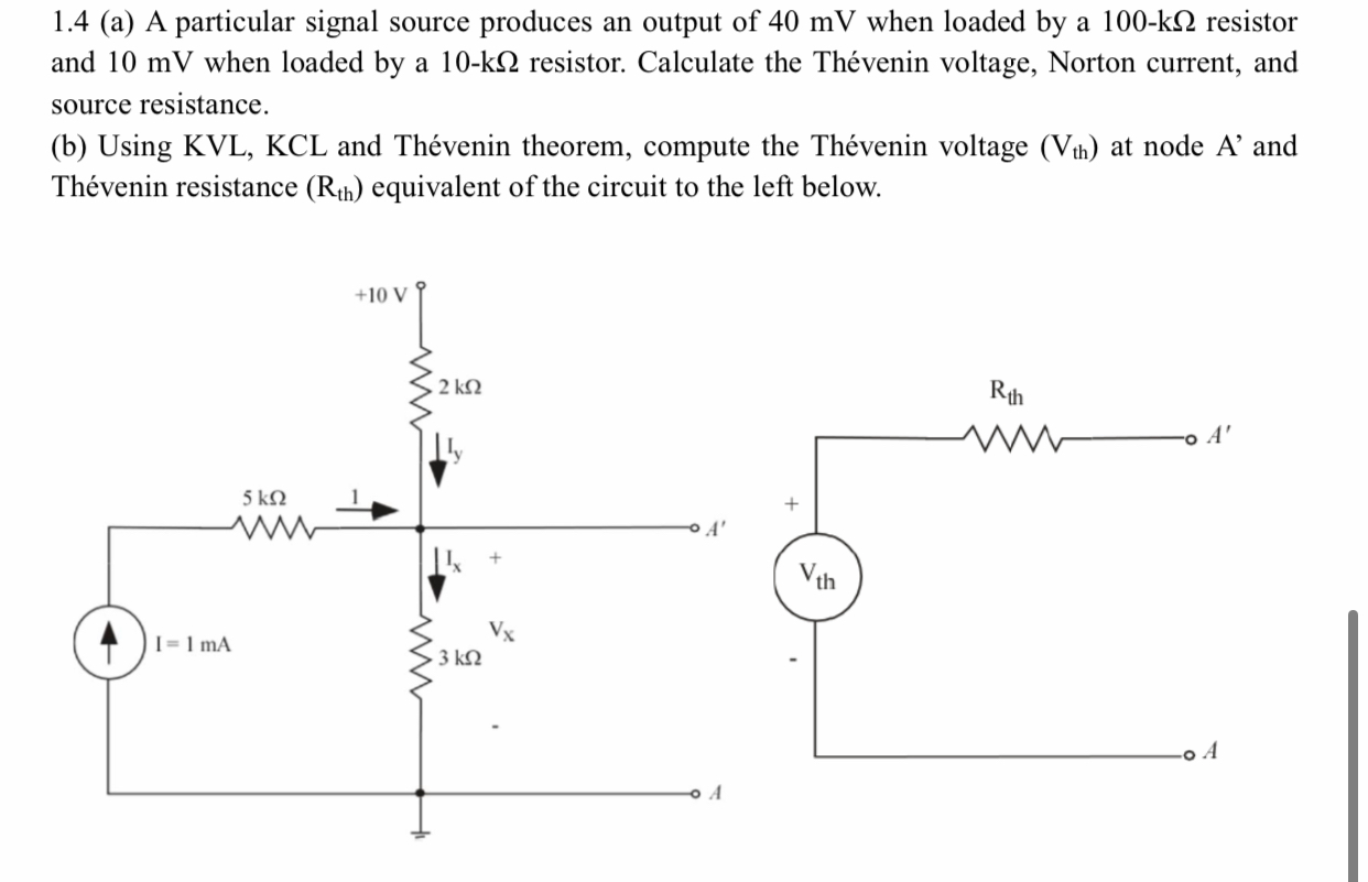 Solved 1.4 (a) A particular signal source produces an output | Chegg.com