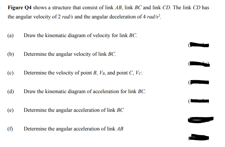Solved Figure Q4 shows a structure that consist of link AB, | Chegg.com