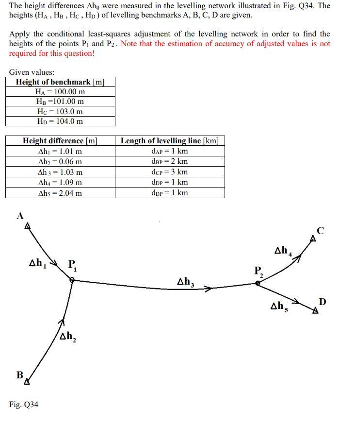 Solved The height differences Ahij were measured in the | Chegg.com