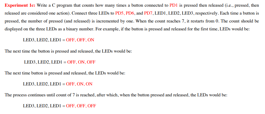 Solved Experiment 1c: Write a C program that counts how many | Chegg.com