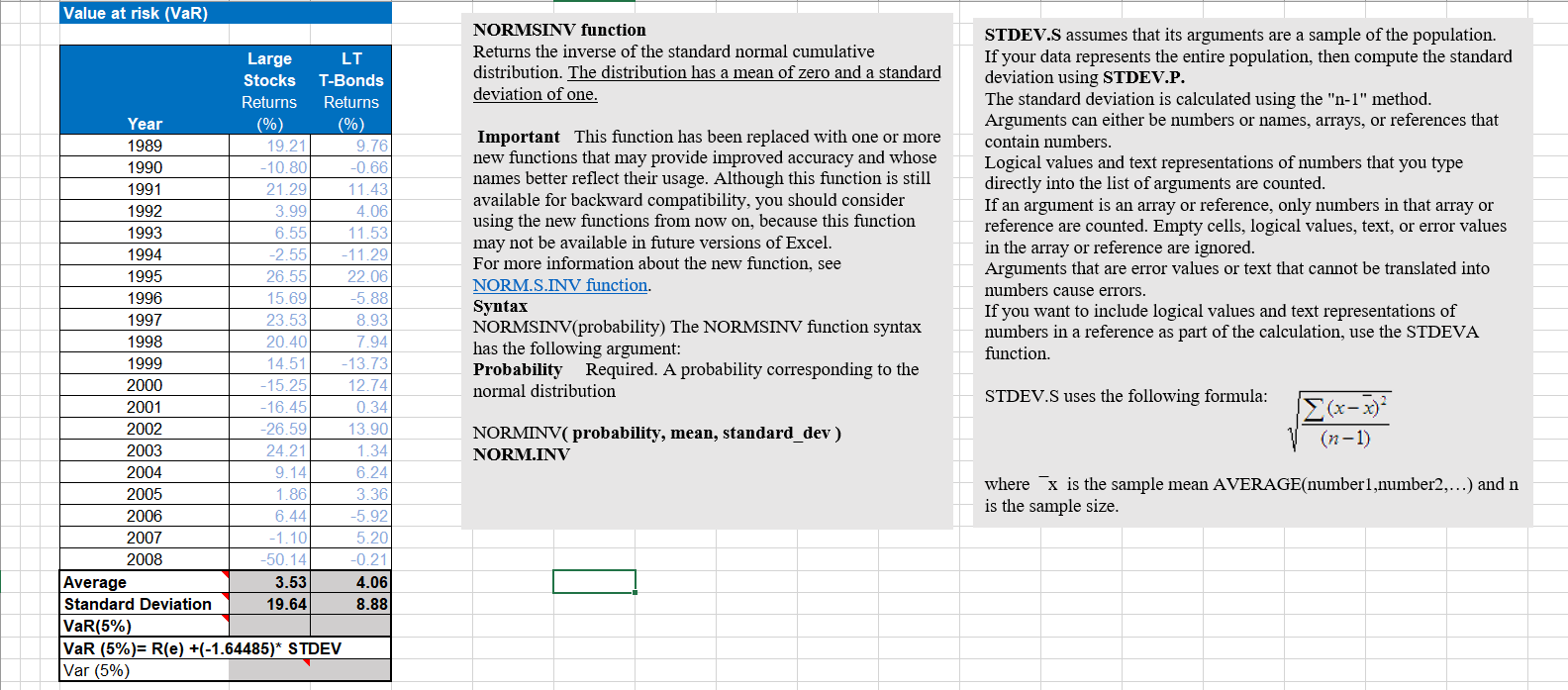 Solved Normsinv Function Returns The Inverse Of The Standard