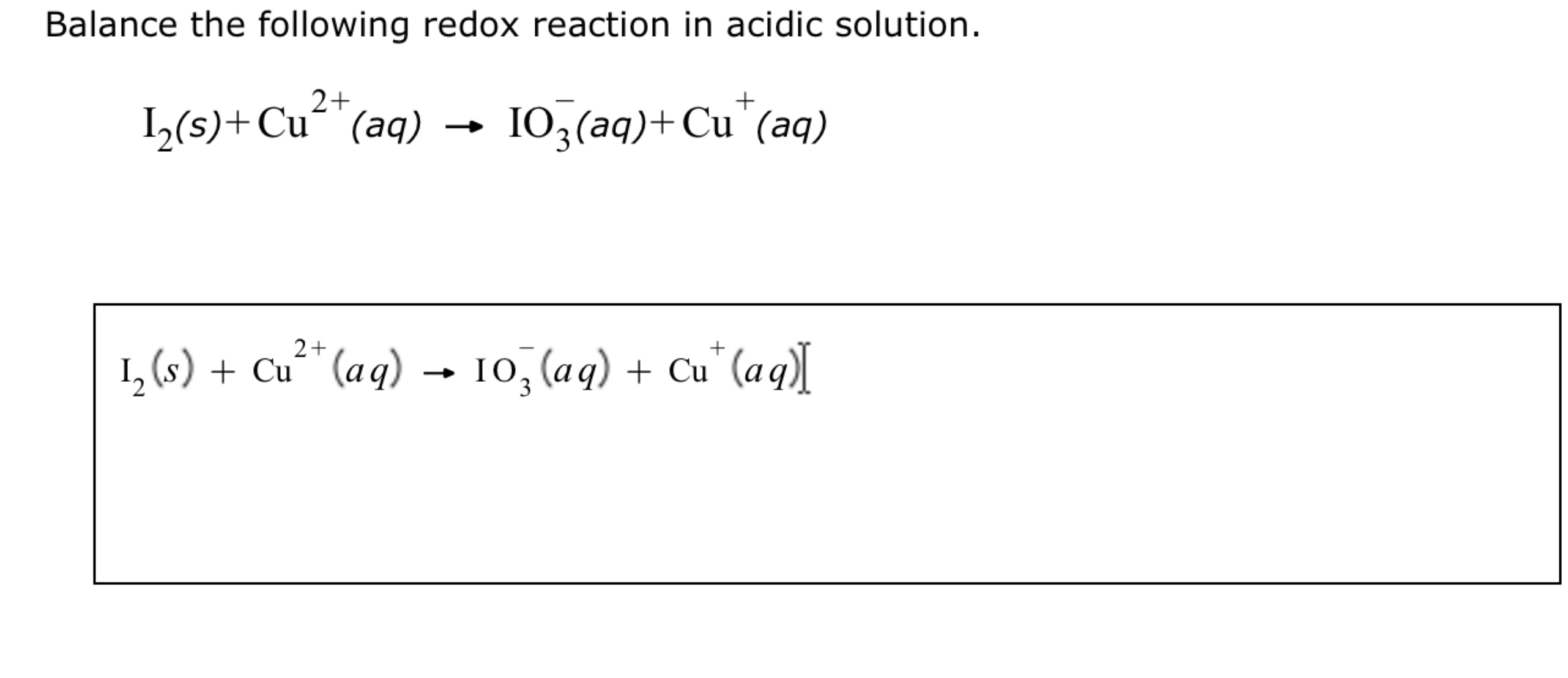 Solved Balance the following redox reaction in acidic | Chegg.com