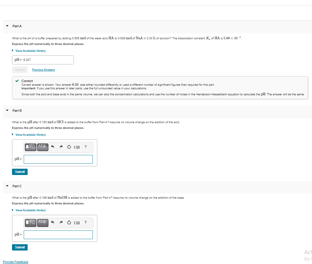 Solved What is the pH of a buffer prepared by adding 0.506 | Chegg.com