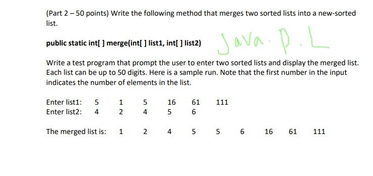 Solved (Part 2-50 points) Write the following method that | Chegg.com