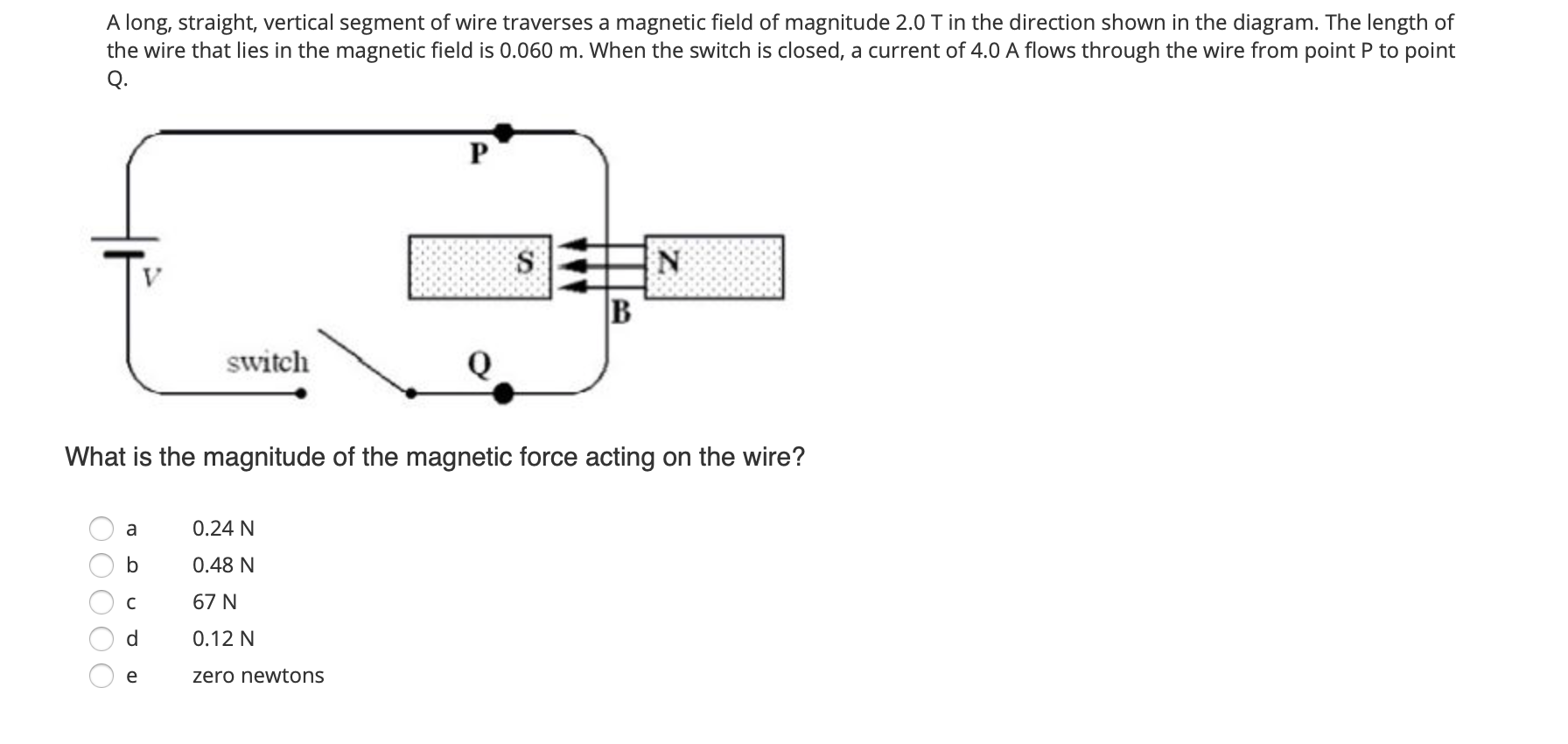 Solved A long, straight, vertical segment of wire traverses | Chegg.com