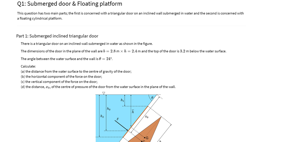 Solved Q1: Submerged door & Floating platform This question | Chegg.com