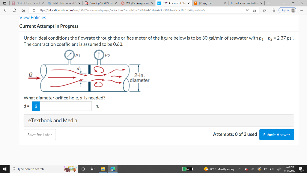 Solved Under ideal conditions the flowrate through the | Chegg.com