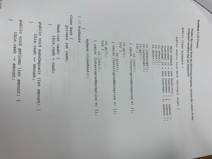 Problem 1 (20 Points) Predict the output from the | Chegg.com