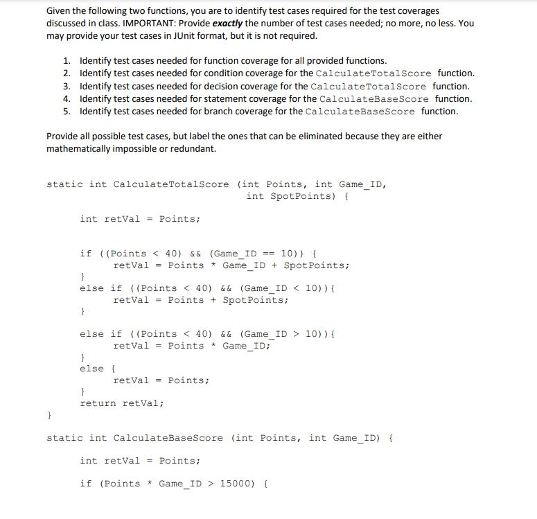 Solved Given the following two functions, you are to | Chegg.com