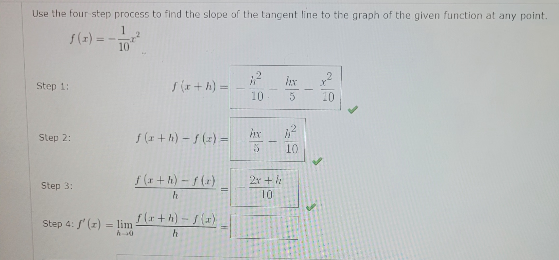 Solved Use the four-step process to find the slope of the | Chegg.com
