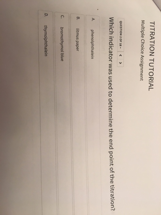 Solved TITRATION TUTORIAL Multiple Choice Assignment | Chegg.com