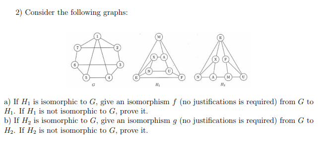 Solved 2) Consider the following graphs: a) If H1 is | Chegg.com