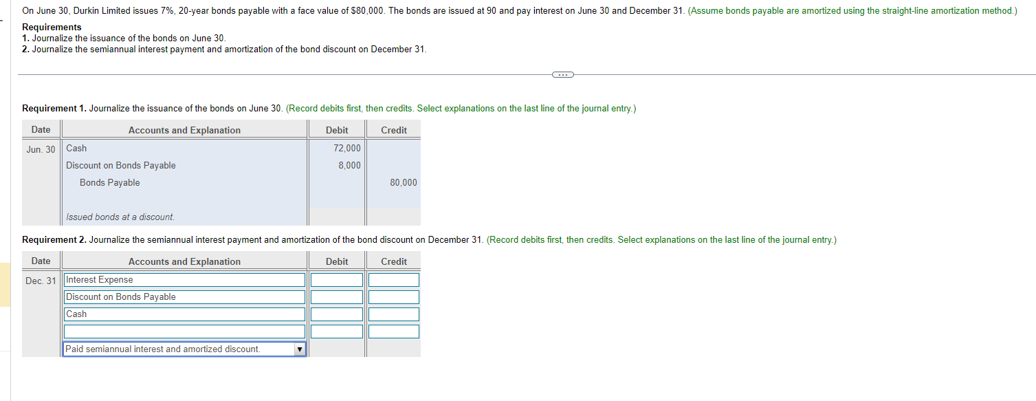 Solved RequirementsJournalize the issuance of the bonds on | Chegg.com