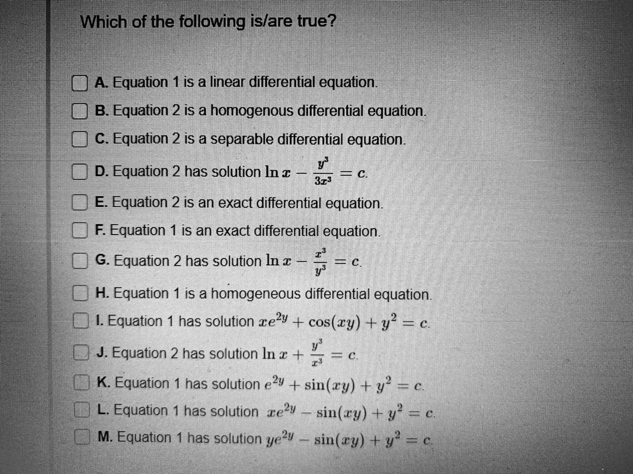 Solved Consider The Differential Equations Equation 1 e2y Chegg