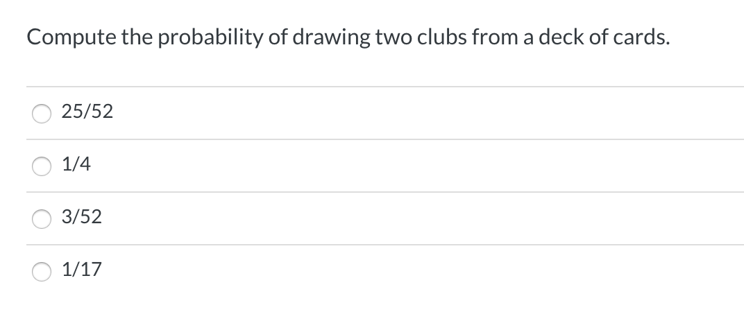 Solved Compute the probability of drawing two clubs from a | Chegg.com