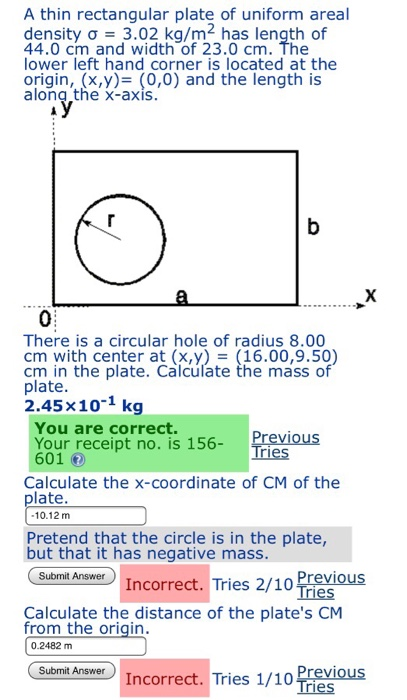 Solved A thin rectangular plate of uniform areal density | Chegg.com