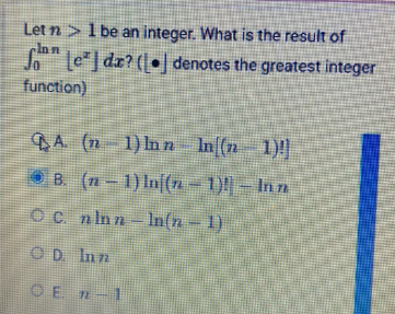 Solved Let n>1 be an integer. What is the result of | Chegg.com