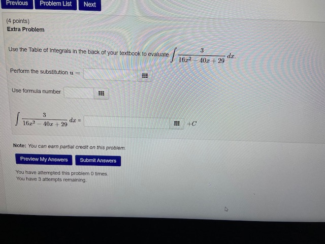 Solved Previous Problem List Next (4 points) Extra Problem | Chegg.com