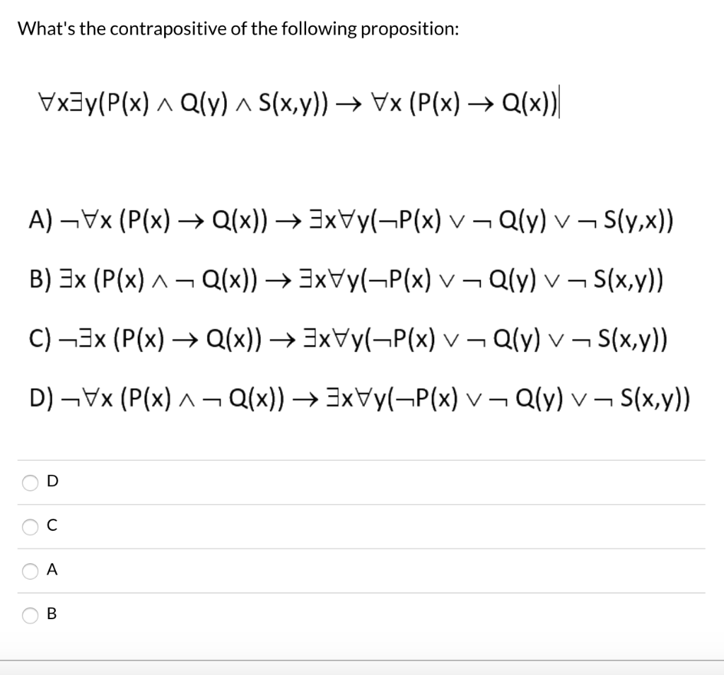 Solved What's the contrapositive of the following | Chegg.com