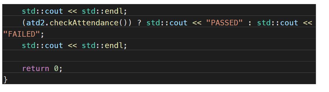Solved in c++ please Consider the given class Attendance. | Chegg.com