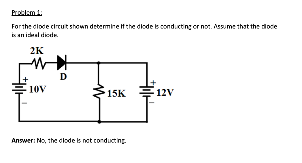 Solved Problem 1: For the diode circuit shown determine if | Chegg.com