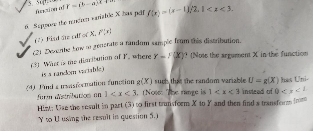 Solved 6. Suppose the random variable X has pdf | Chegg.com