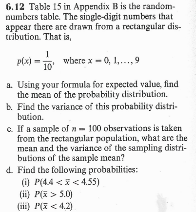 Solved 6.12 Table 15 in Appendix B is the random- numbers | Chegg.com