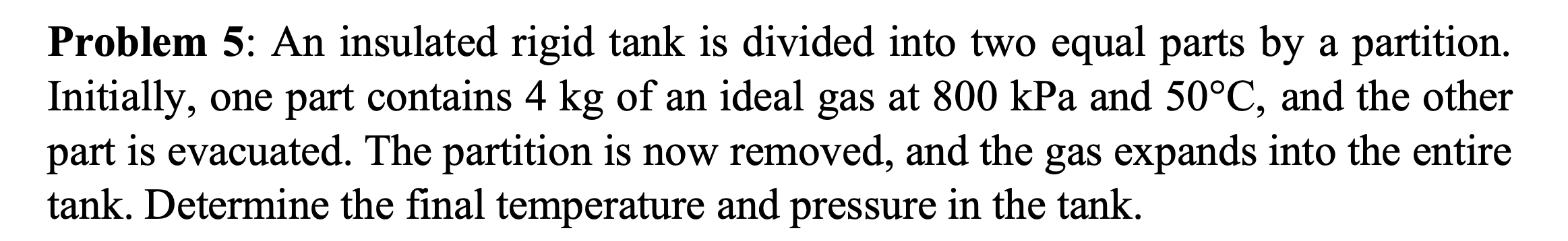 Solved Problem 5: An insulated rigid tank is divided into | Chegg.com
