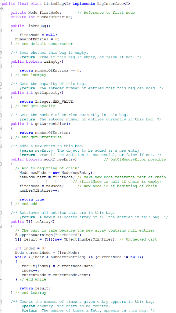 Solved Your task is to implement the three new methods in | Chegg.com