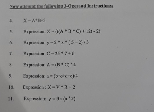 Now attempt the following 3-Operand Instructions: 5. | Chegg.com