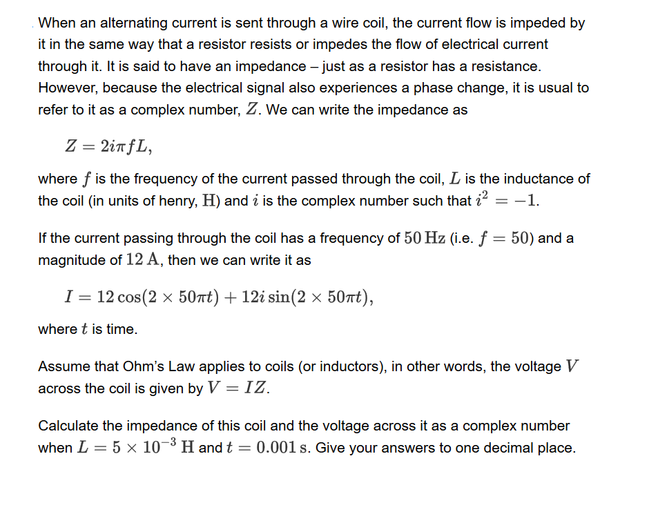Solved When an alternating current is sent through a wire | Chegg.com
