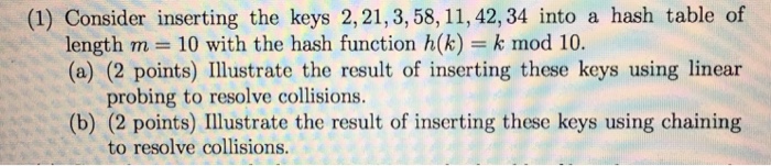Solved Consider inserting the keys 2, 21, 3, 58, 11, 42, 34 | Chegg.com