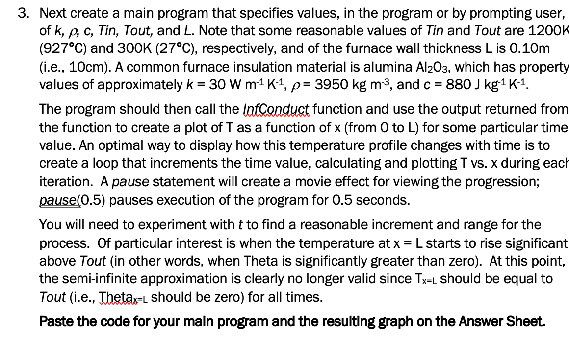 Solved Next create a main program that specifies values, in | Chegg.com