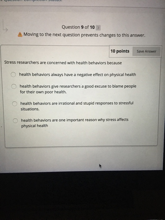 Solved Stress and Physical Health "Stress is associated with | Chegg.com