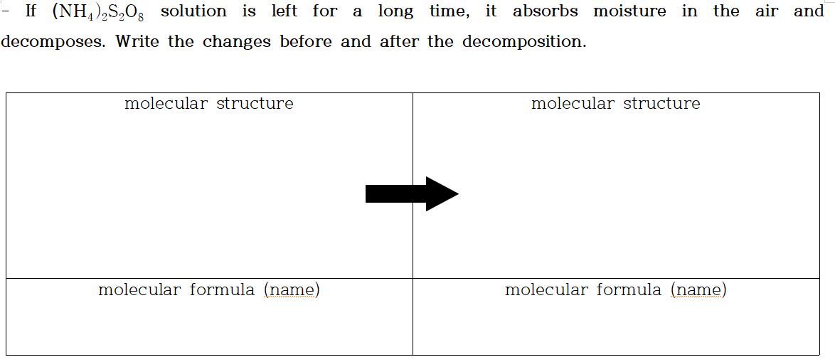 Solved If (NH4)2 S2O8 solution is left for a long time, it | Chegg.com